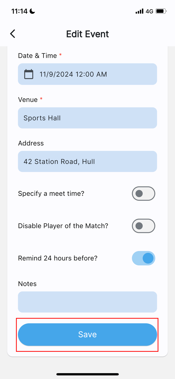 Edit an event