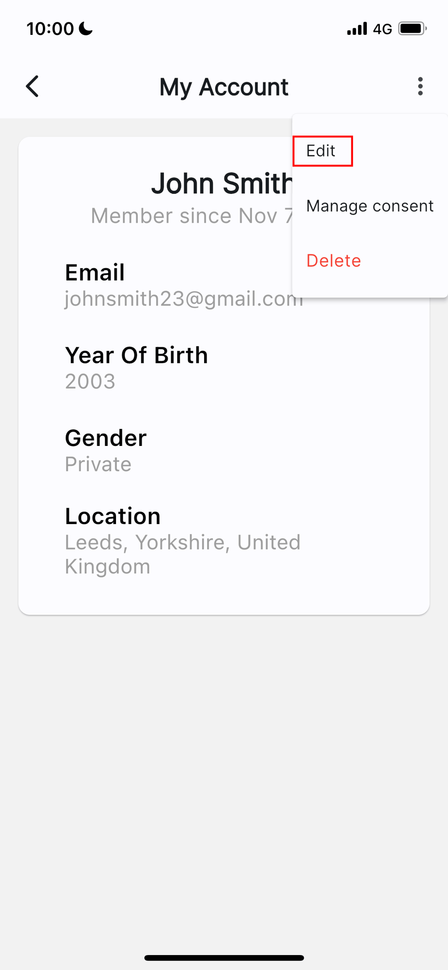 Manage account information